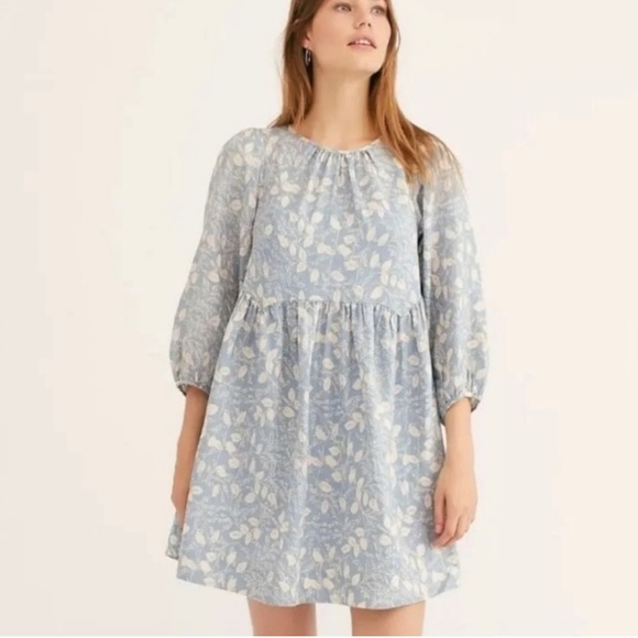 Dresses | Free People Paper Hearts Babydoll Mini Dress Sz Medium Blue ...